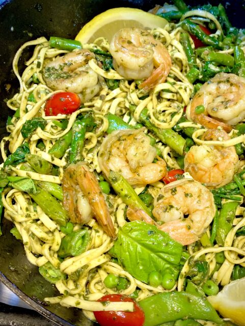 Pesto Pasta Primavera - Harriett's Cooking